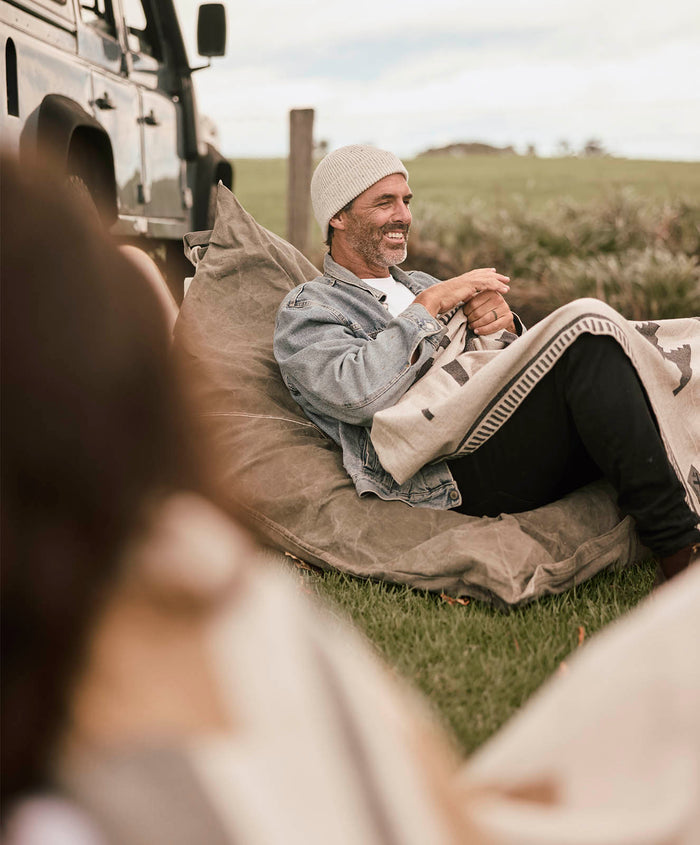 Hiked Up Bean Bag Khaki | Upcycled Canvas Bean Bag – Pony Rider